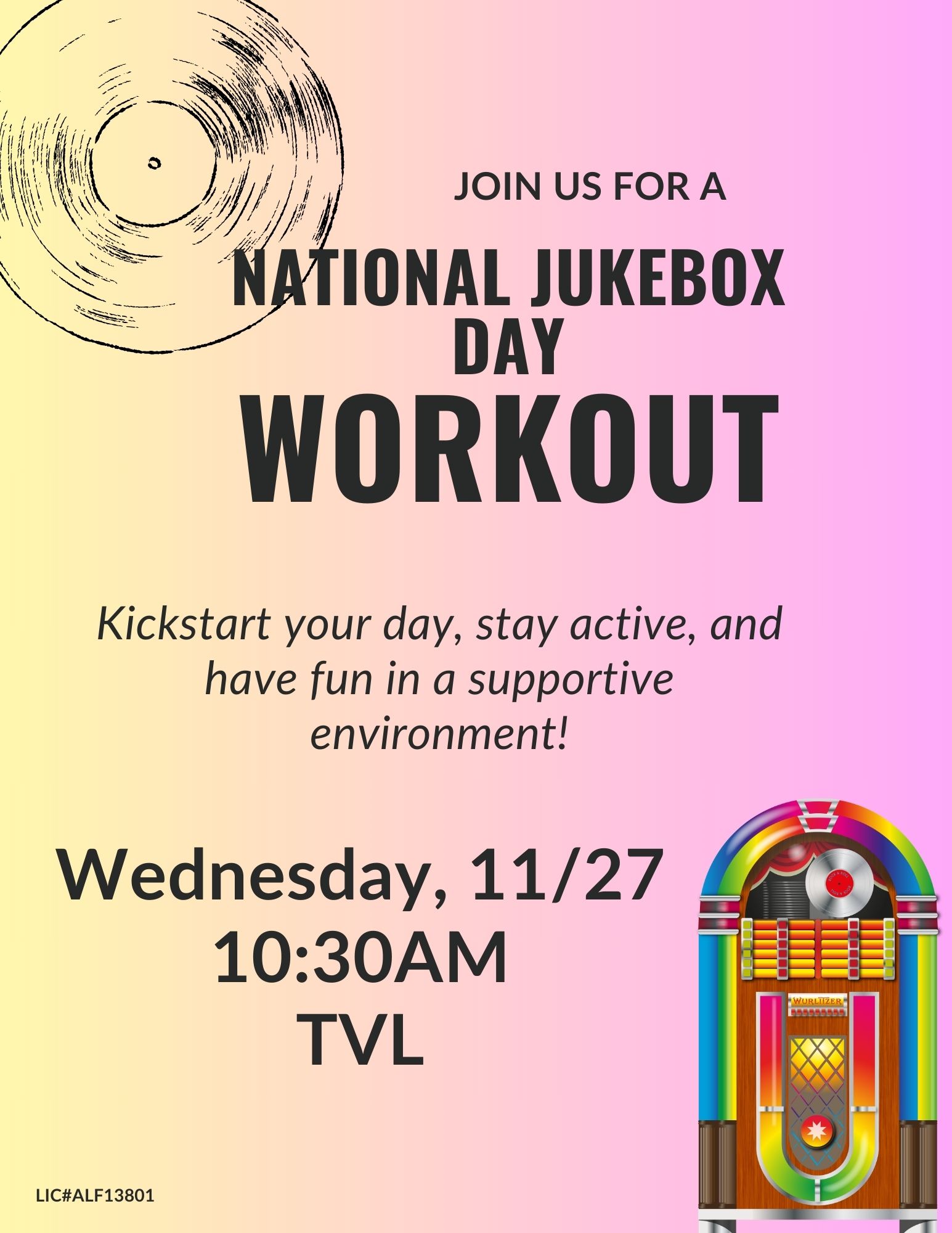 National Jukebox Day Jen's Fitness Frenzy Workout - Lake Gibson Village