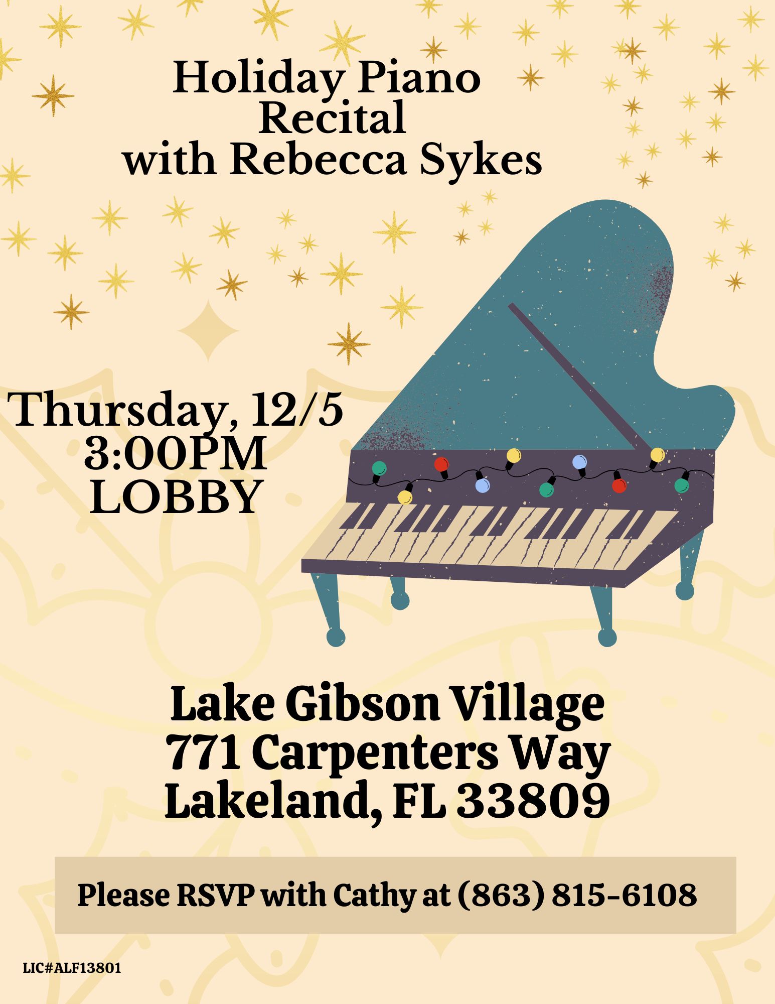 Holiday Piano Recital with Rebecca Sykes - Lake Gibson Village