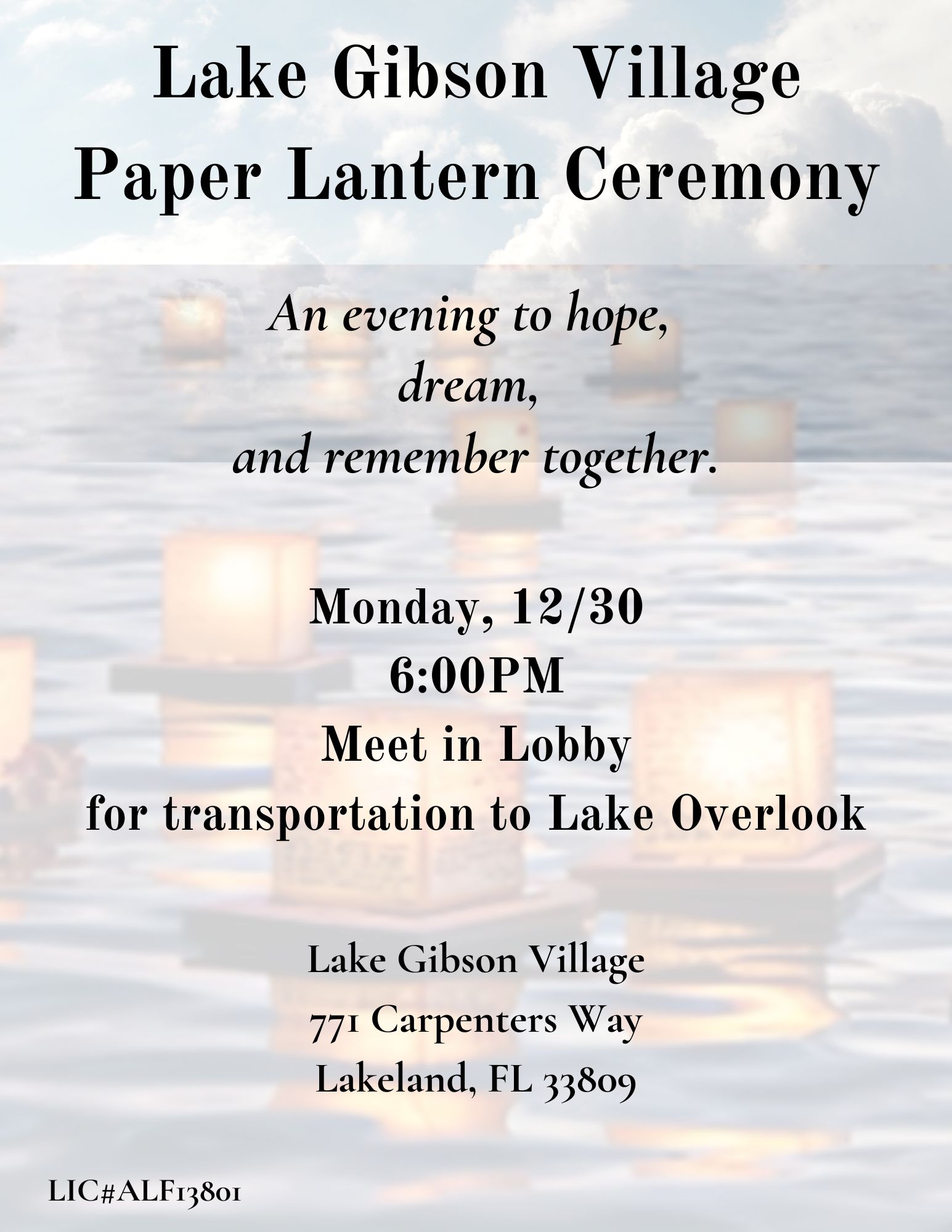 Lantern Lake Ceremony - Lake Gibson Village