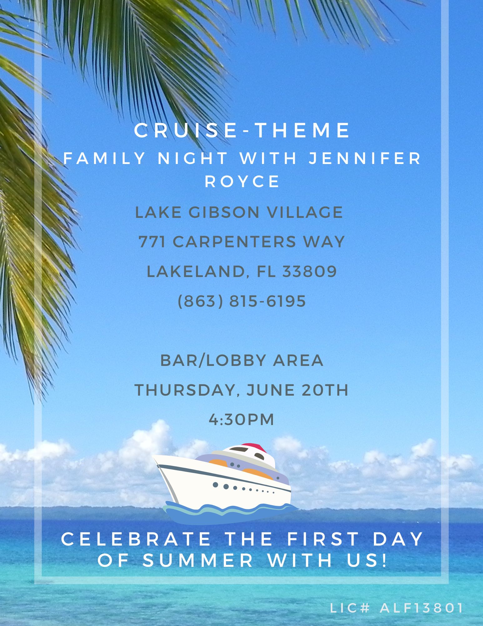 Cruise Ship Themed Family Night! - Lake Gibson Village