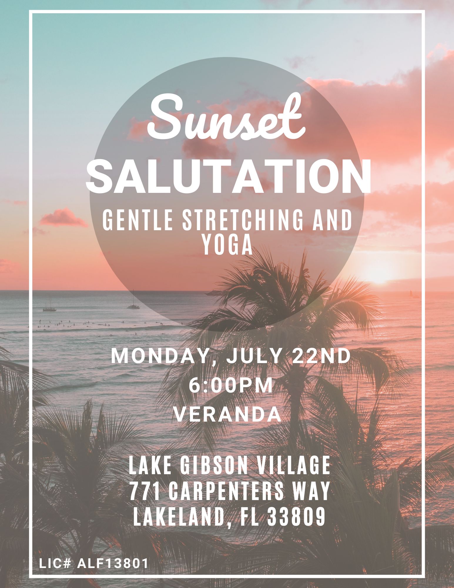 Sunset Salutation Stretching - Lake Gibson Village