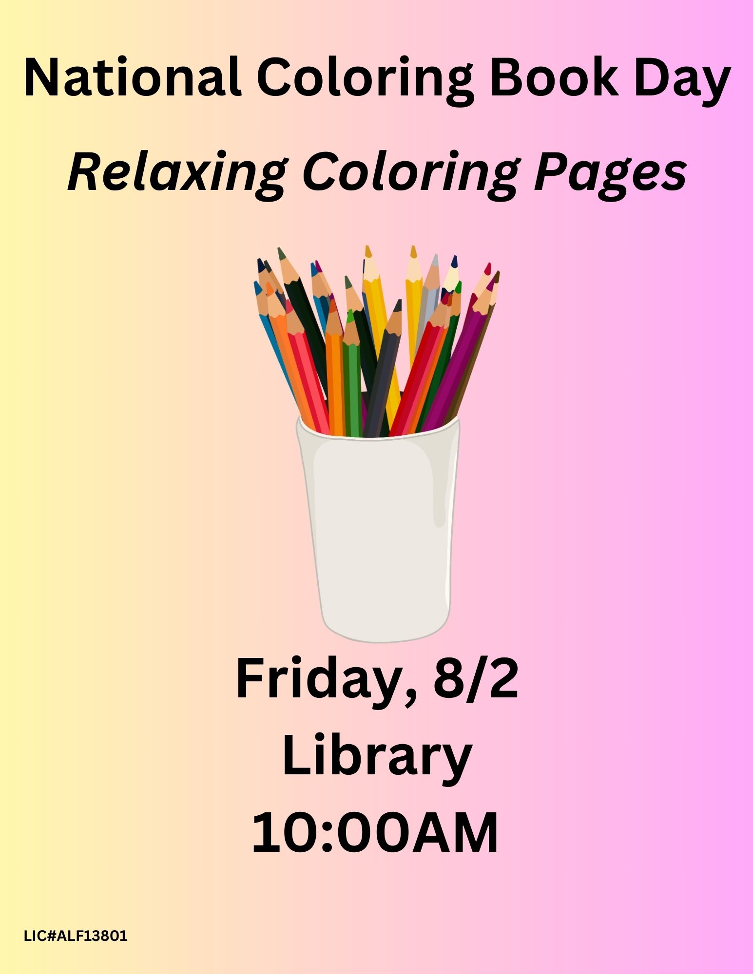 National Coloring Book Day Group Coloring Pages - Lake Gibson Village